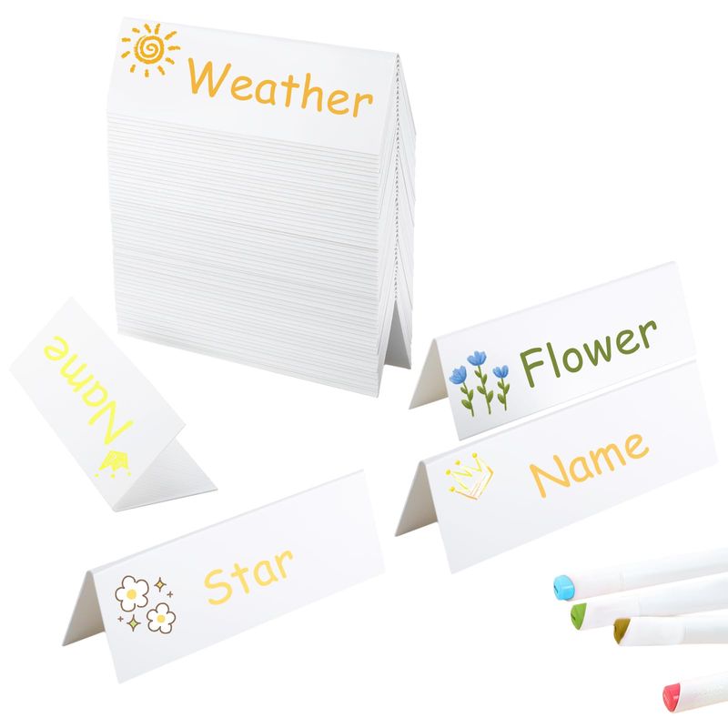 60Pcs Reusable Name Tent Cards, Dry Erase Name Tent Cards, Sturdy Tent ...