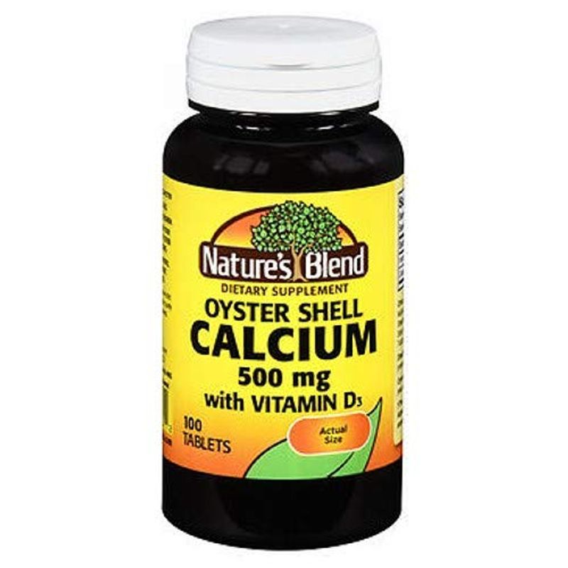 Nature's Blend Oyster Shell Calcium 500 mg + D - 100 Tablets, Pack of 2 ...