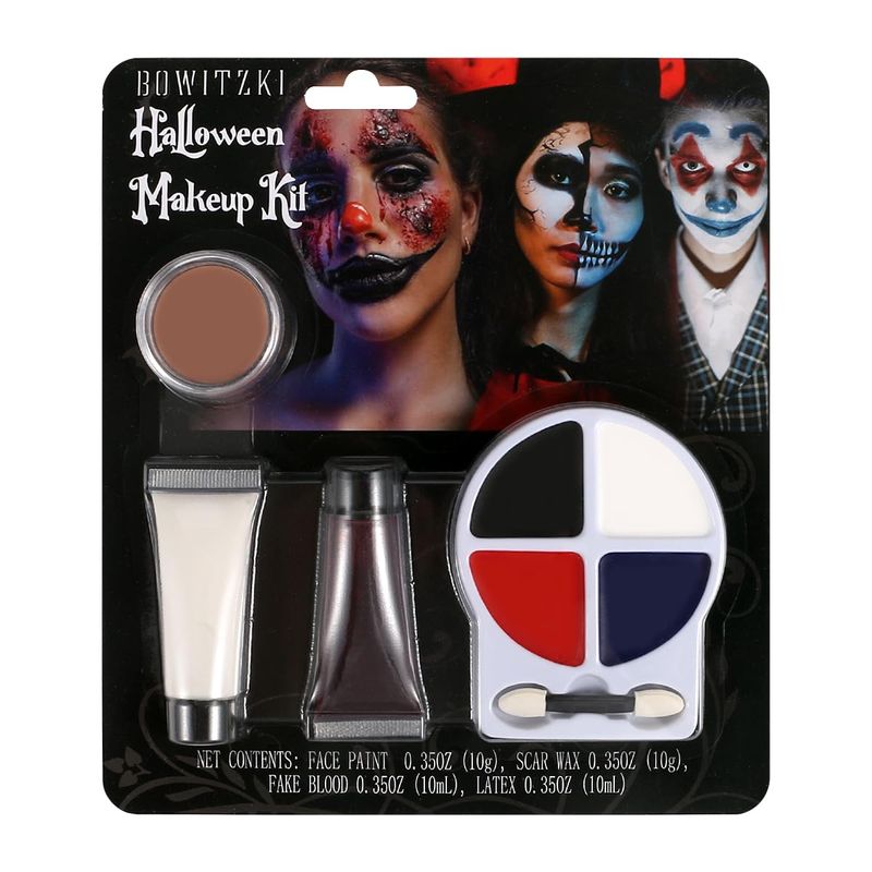 Bowitzki Clown Halloween Makeup Kit Special Effect SFX Makeup with 4 ...