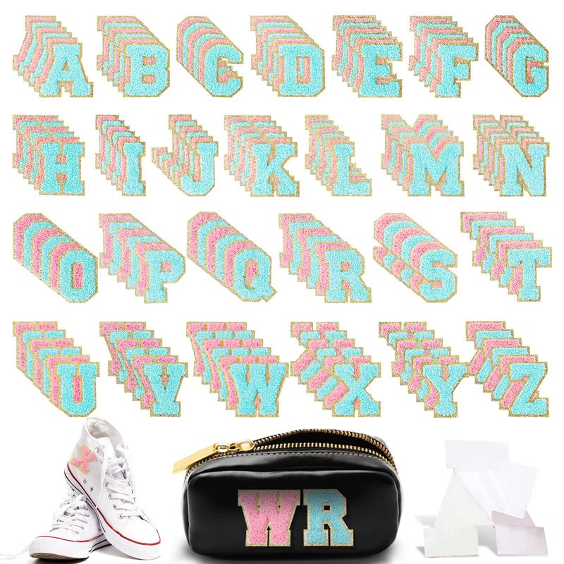 156 Pieces Chenille Letter Patches Self Adhesive Letter Patches 6 Set A ...