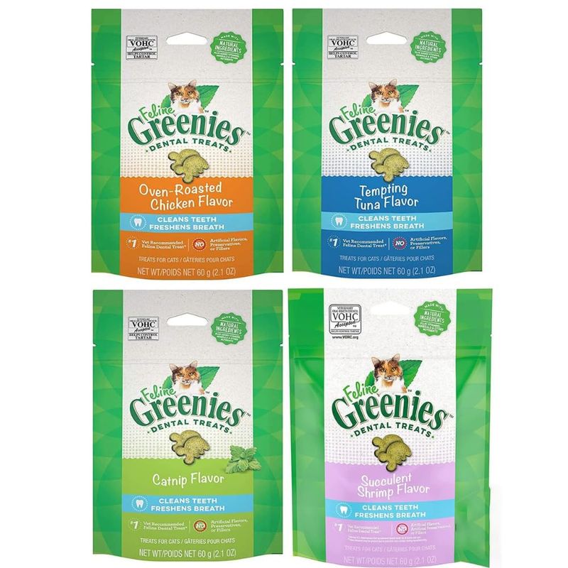 Greenies (4 Pack Feline Dental Cat Treat Variety Bundle 4 Flavors - 2 ...