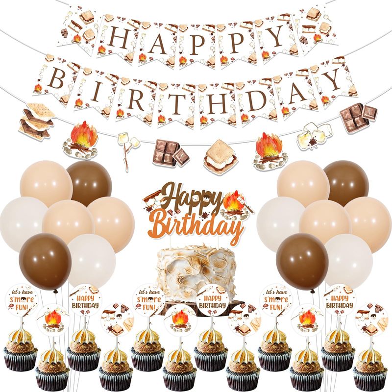 Jollyboom S'mores Birthday Party Decorations, Smores Happy Birthday ...