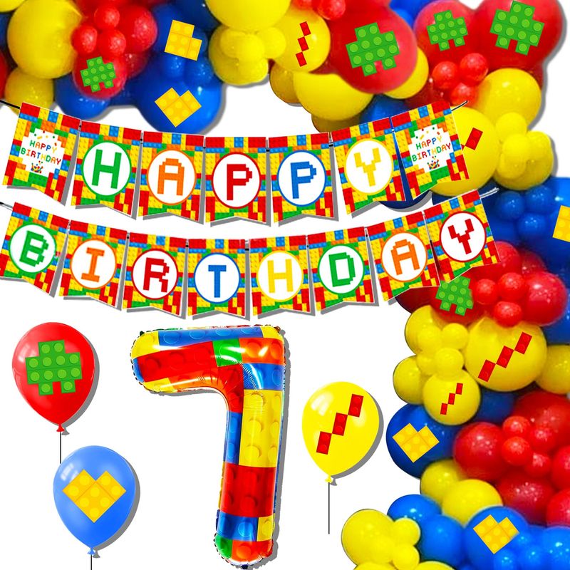 7th Birthday Decoration Building Blocks Themed Birthday Party ...