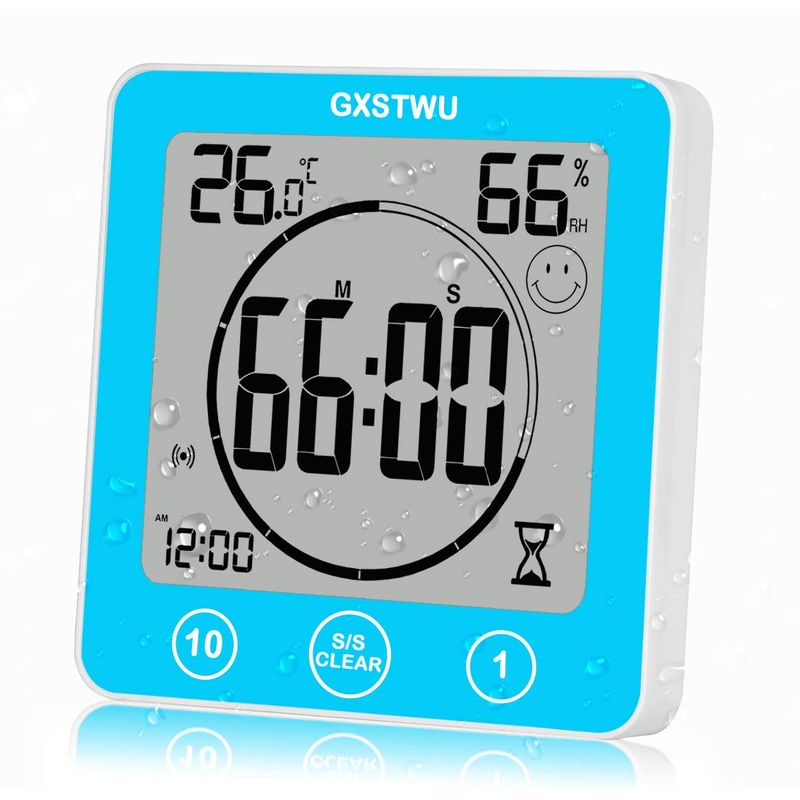 GXSTWU Digital Clock, Waterproof "Splashproof", Timer, Thermometer, Hygrometer, Half Bath Clock ...