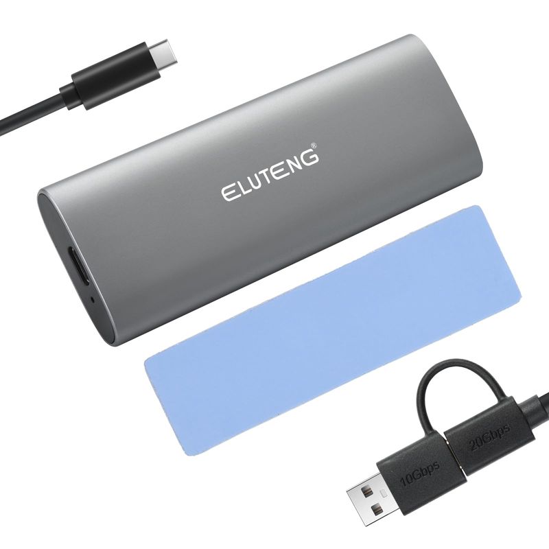 ELUTENG 20Gbps USB 3.2 Gen 2 M.2 NVMe NGFF SSD Enclosure Adapter Aluminium, M2 SSD Enclosure for ...
