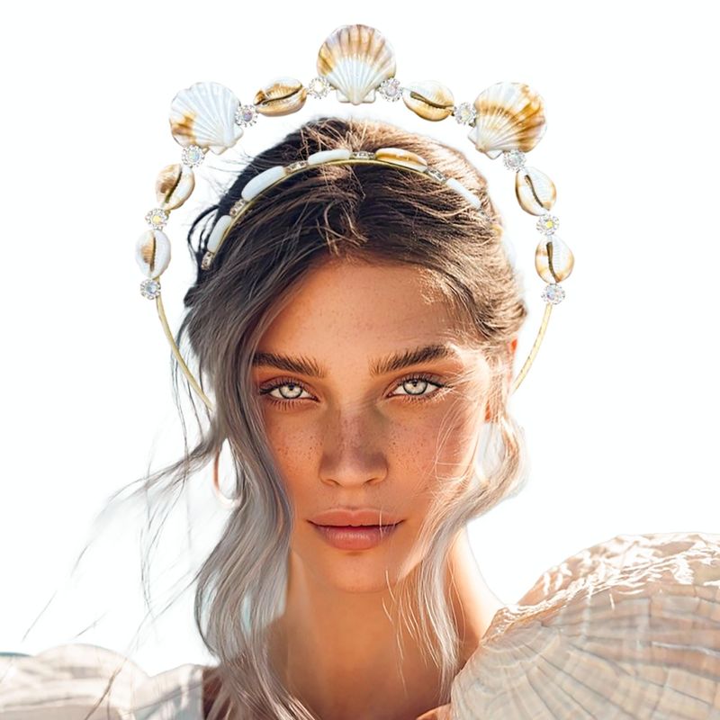 JeVenis Mermaid Headband Seashell Siren Costume Women Gold Halo Crown ...