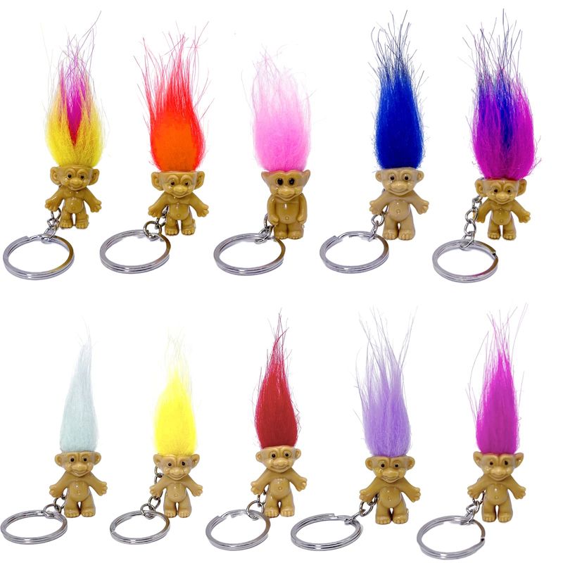 Yintlilocn 10Pack Cute TROLL DOLLS Key ring Crazy Colour Hair Figurine ...