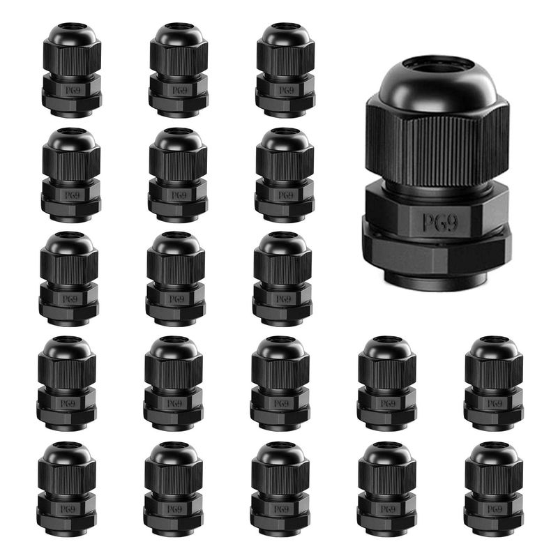 Cable Gland 20PC IP68 Waterproof Kit - PG7, PG9, PG11, PG13.5, PG16 ...
