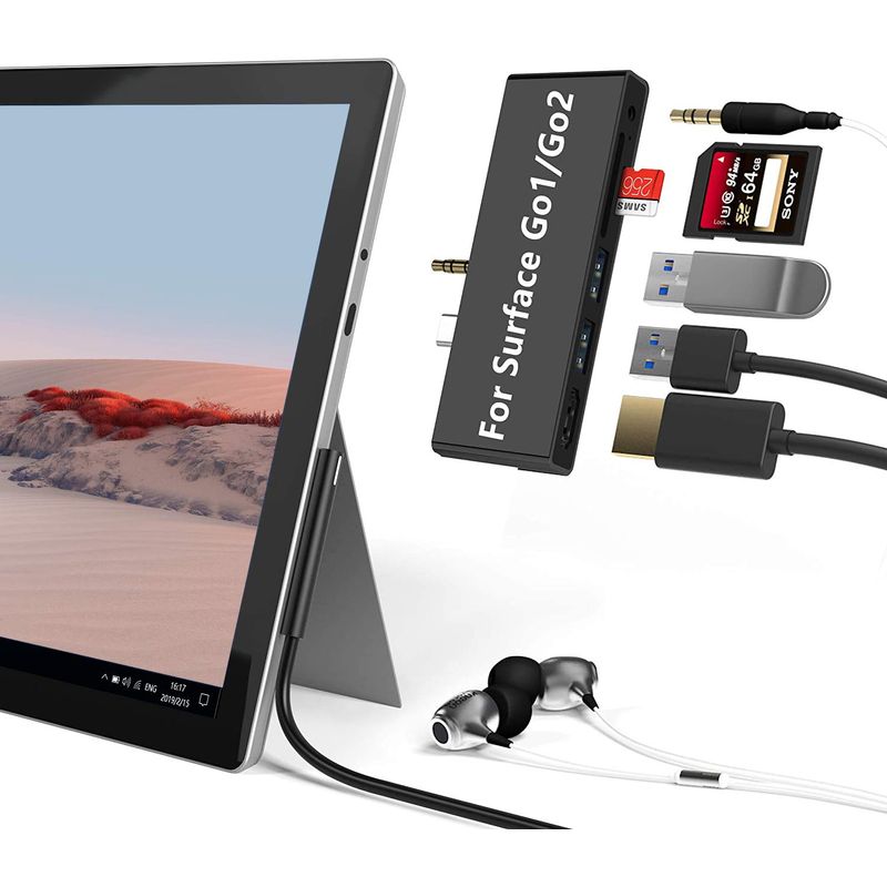 Surface Go3/Go2/Go USB 3.0 Hub Surface Go Hub Adapter (4K@30Hz HDMI Port+2*USB 3.0 Ports+3.5mm ...