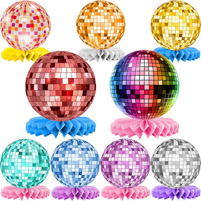 Colorful Disco Honeycomb Centerpiece Disco Ball Table Decorations ...