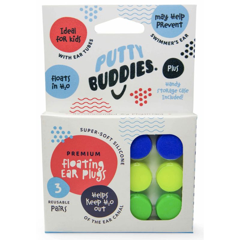 PUTTY BUDDIES Floating Earplugs 3-Pair Pack – Soft Silicone Ear Plugs ...