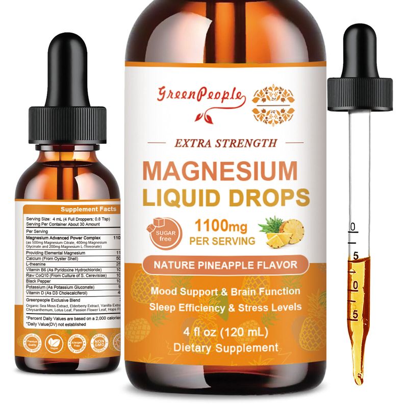 2x60mlPremium Magnesium Liquid Drops,Magnesium,Improve Sleep,Anxiety ...