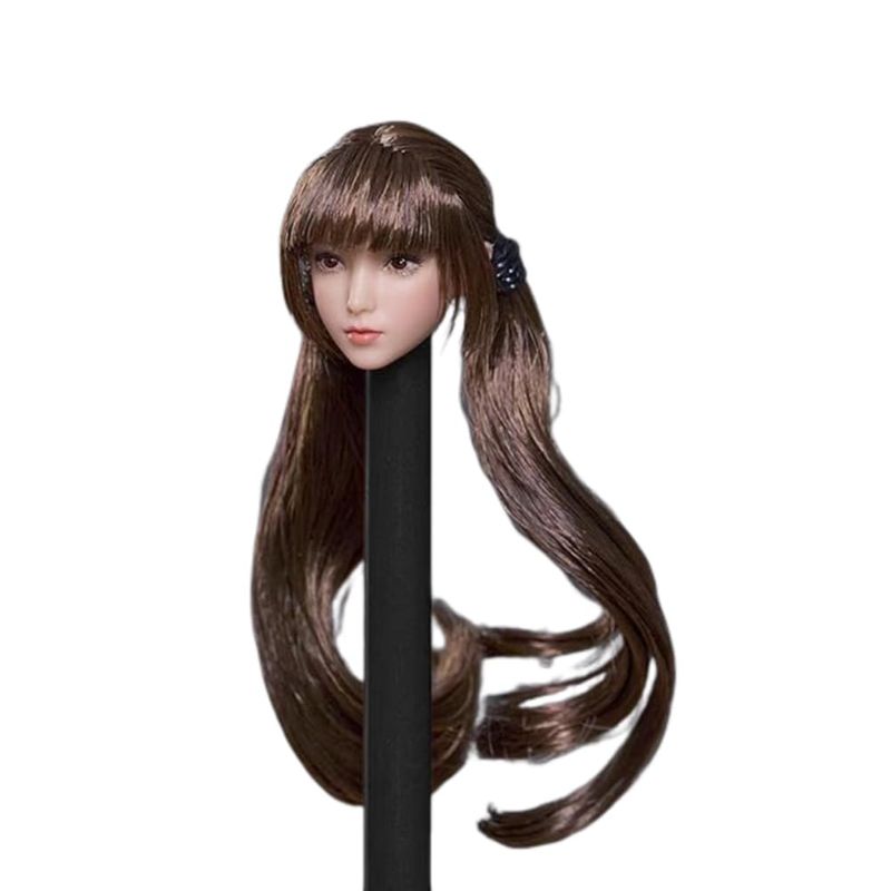 SOUFORCE 1/12 Scale Female Head Sculpt Young Girl Straight Bang Brown ...