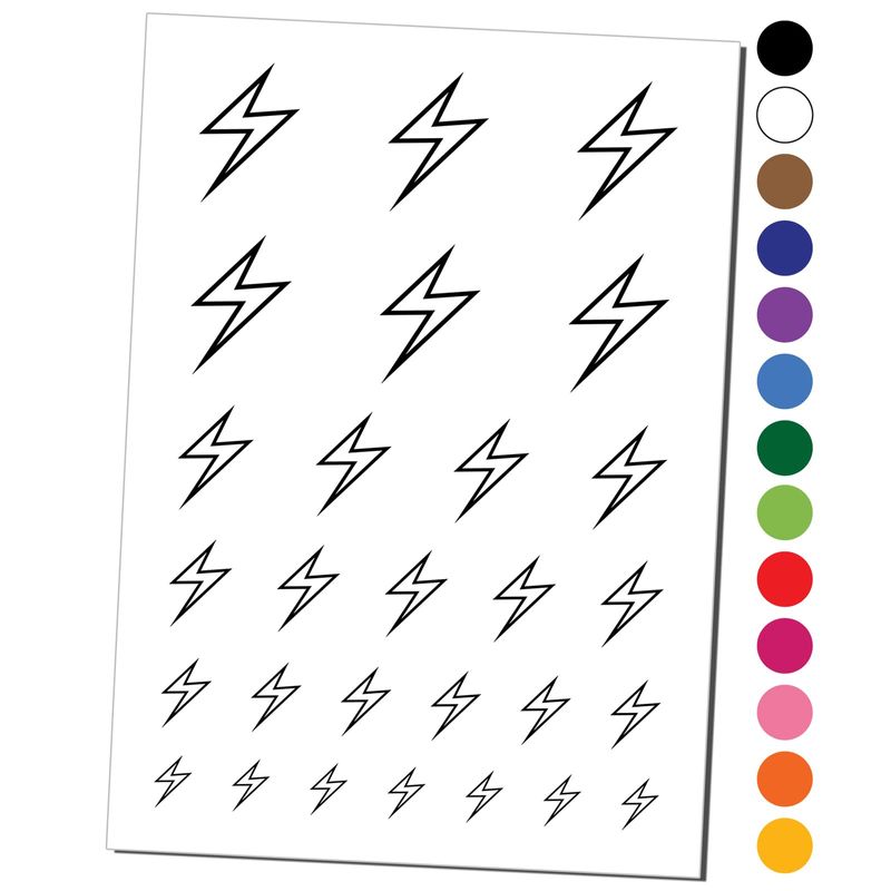 Lightning Bolt Thunderbolt Outline Temporary Tattoo Water Resistant ...
