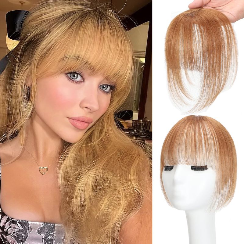 Clip in Fringe,100% Real Human Hair Toppers for Thinning Hair 360 ...
