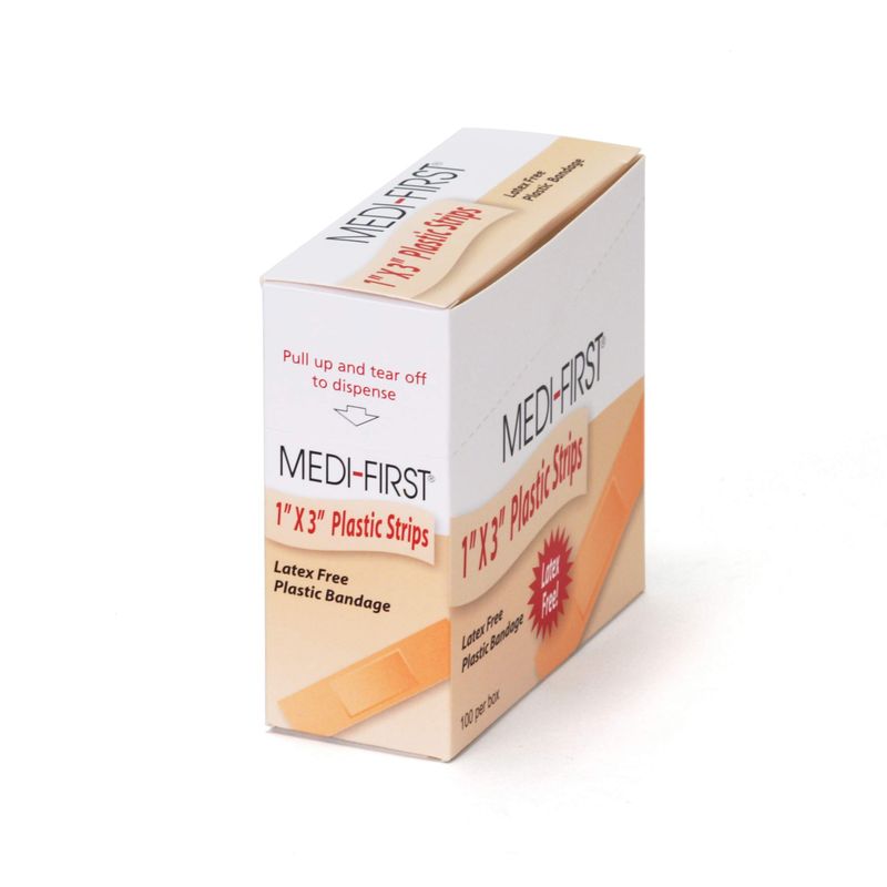 Medi-First 60033 Plastic Strip Bandages, 1" x 3", Box of 100 - Online ...