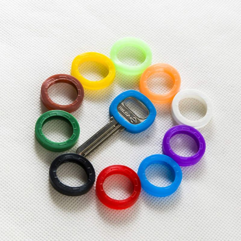 10 Pack Silicone Key Cap Tags,Plastic Key Identifier Rings,Key ID Rings ...