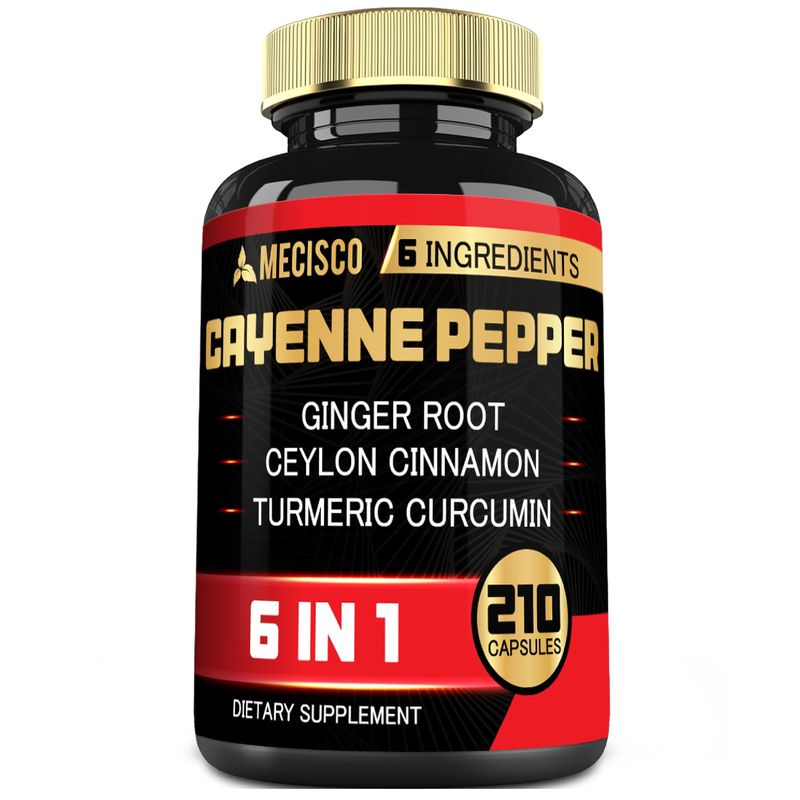 6in1 Cayenne Pepper Extract Capsules with Organic Turmeric Curcumin ...