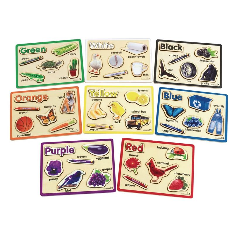 Excellerations Color Puzzles - Set of 8, Wooden Puzzles Featuring Eight ...