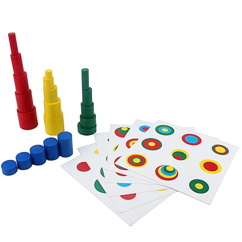 Montessori Color Cylinder with Cards Wooden Cylinder Ladder Block MINI ...