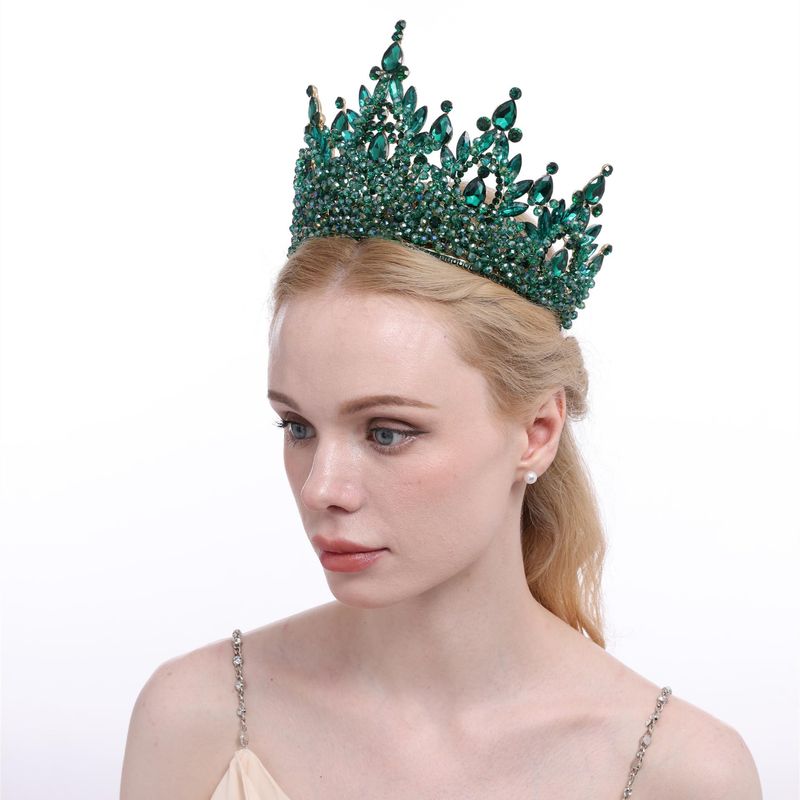 Emerald Green Crown for Women Tall Pageant Tiaras Crystal Royal Queen ...