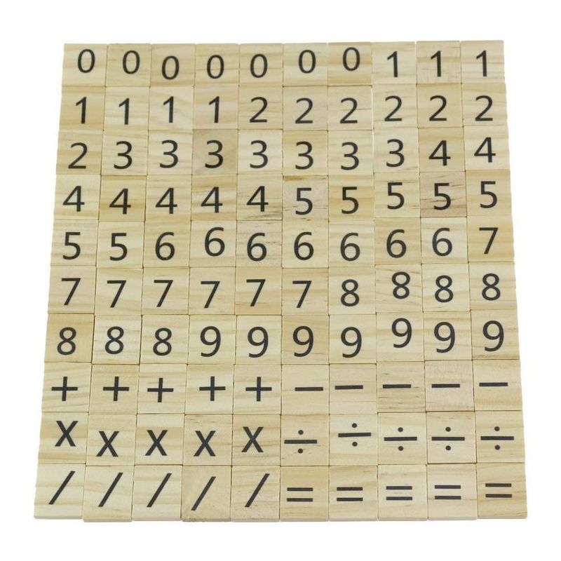 POFET Wooden Tiles Wood Number and Symbol Piece Replacement 100 Tiles ...
