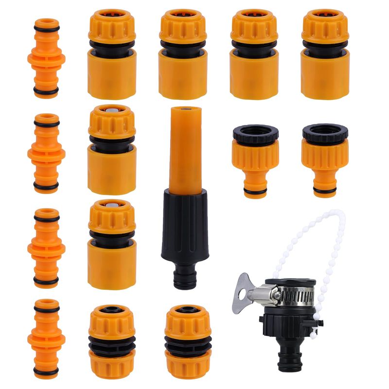Garden Hose Connector Set | 4 Hose End Quick Connector 2 Hose Waterstop ...