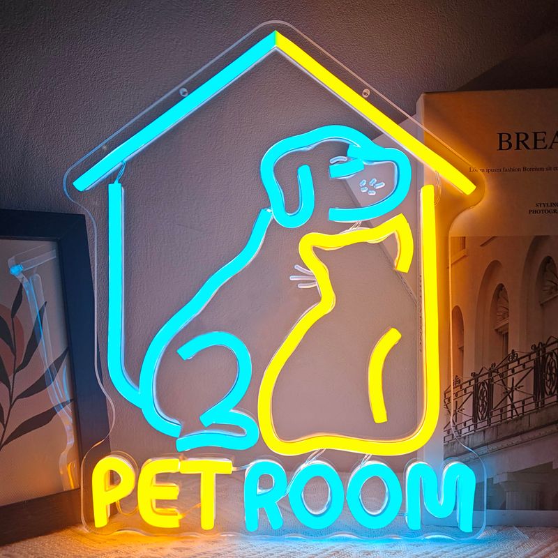 Jeanchrl Pet Room Neon Sign Dimmable Dog Room Neon Lights for Wall ...