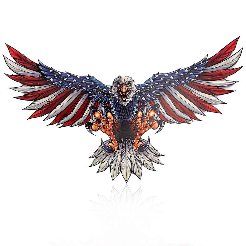 Povtii American Flag Sticker, 12"×8" Waterproof PVC Bald Eagle Decals ...