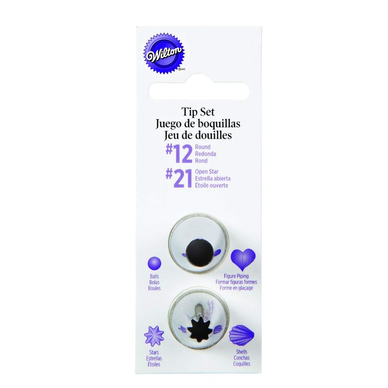 Wilton Round Piping Tip #12 and Open Star Piping Tip #21 Set - Online ...
