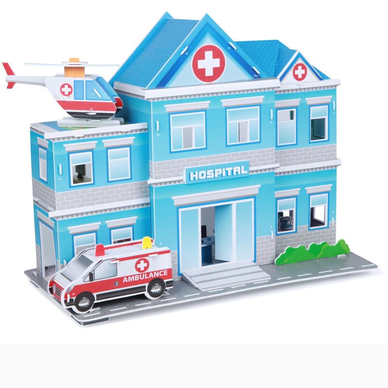 Build A 3D Hospital Puzzle Construction Model Craft Kits for Kids by ...