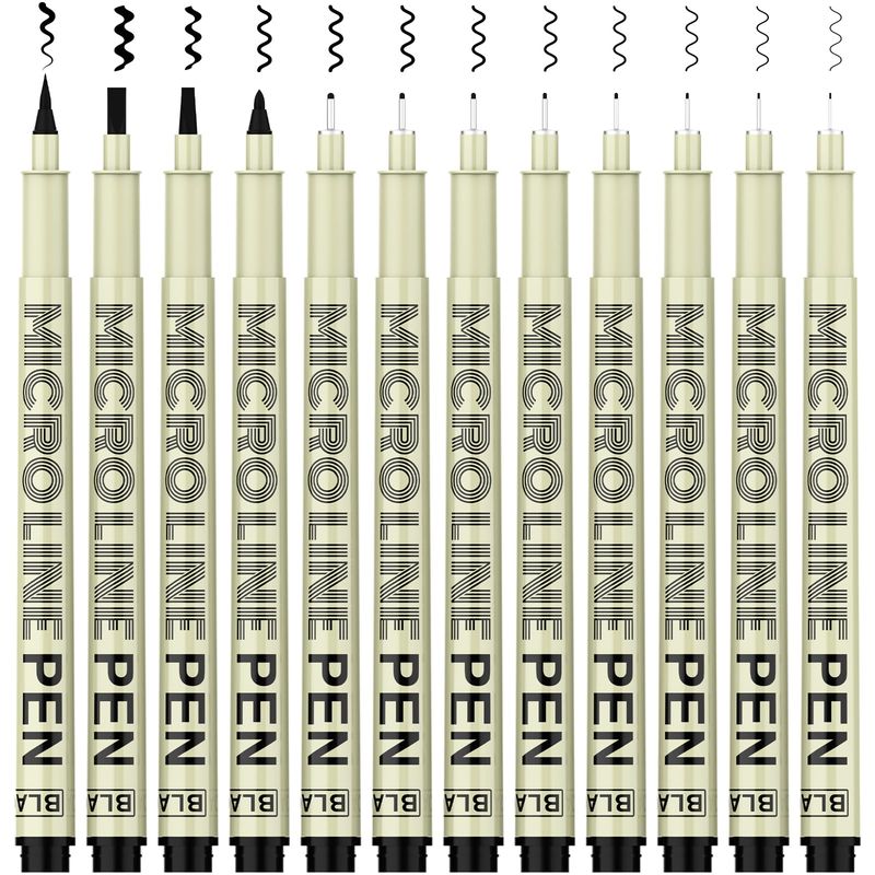 KERIFI Micro-Pen Fineliner Ink Pens, 12 Pack Black Micro Fine Point ...