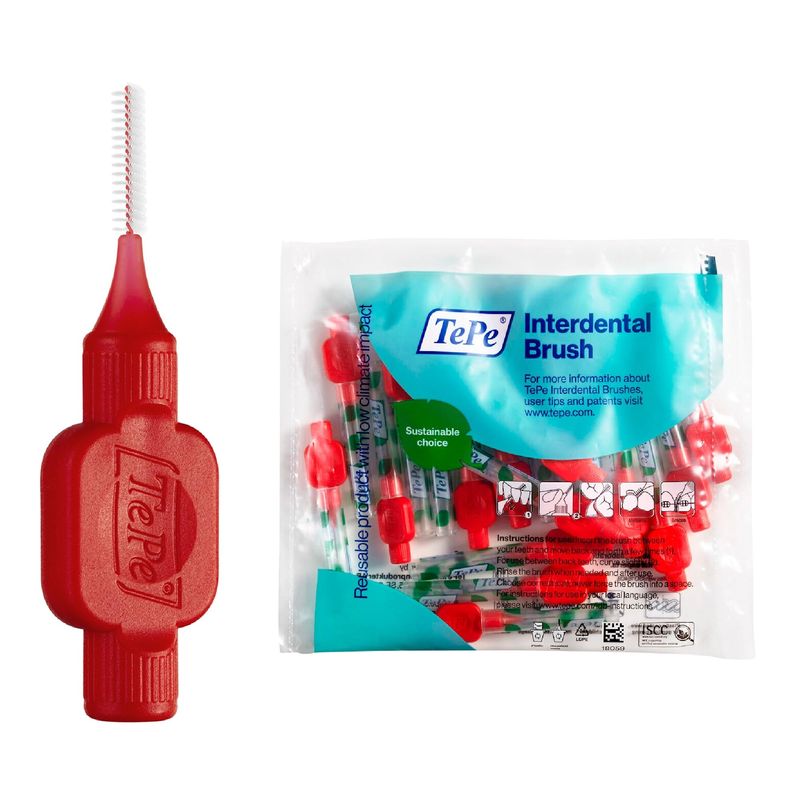 TePe Interdental Brush, Original, Red, 0.5 mm/ISO 2, 20pcs, plaque ...