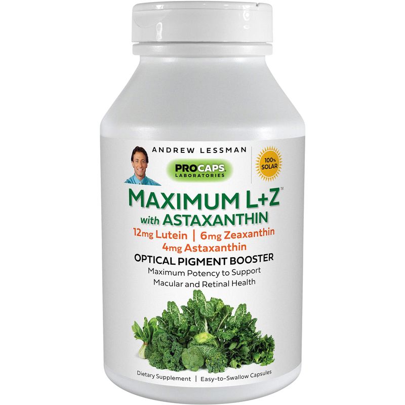 ANDREW LESSMAN Maximum L+Z with Astaxanthin 30 Softgels – 12mg Lutein ...