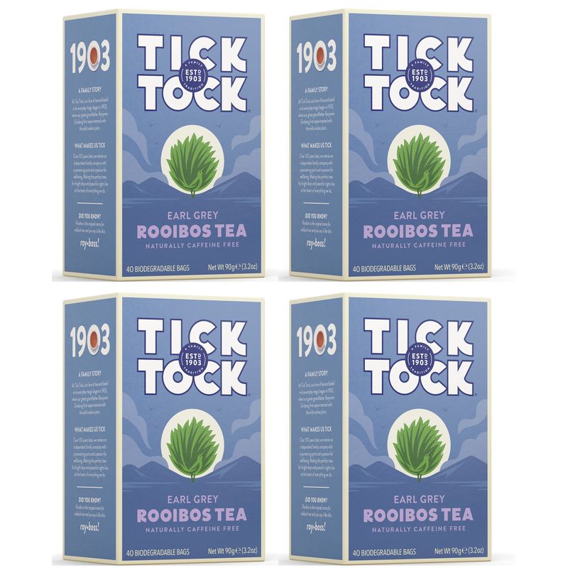 TICK TOCK TEAS Rooibos Earl Grey, Naturally Caffeine Free Red Bush ...