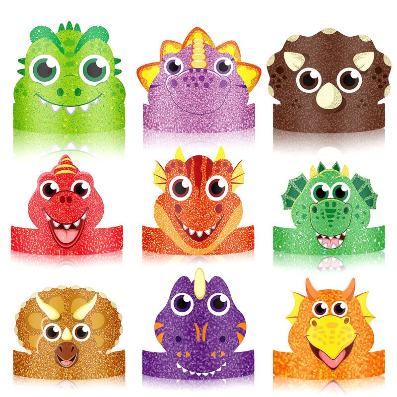 Gersoniel 24 Pcs Dinosaur Birthday Party Hats, Favors, Headbands, and ...