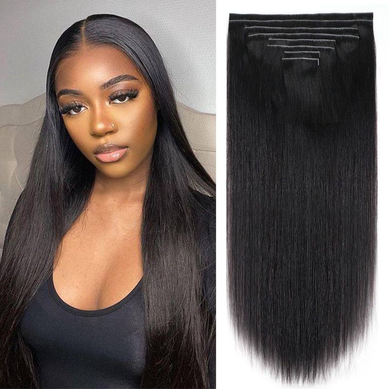Mihugass Injected Clip in Extension Human Hair Straight Clip Ins Full ...