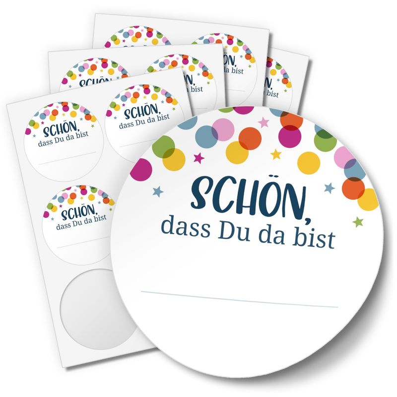 48 Stickers "Schön, dass du da Bist" Wedding Birthday Thank You ...