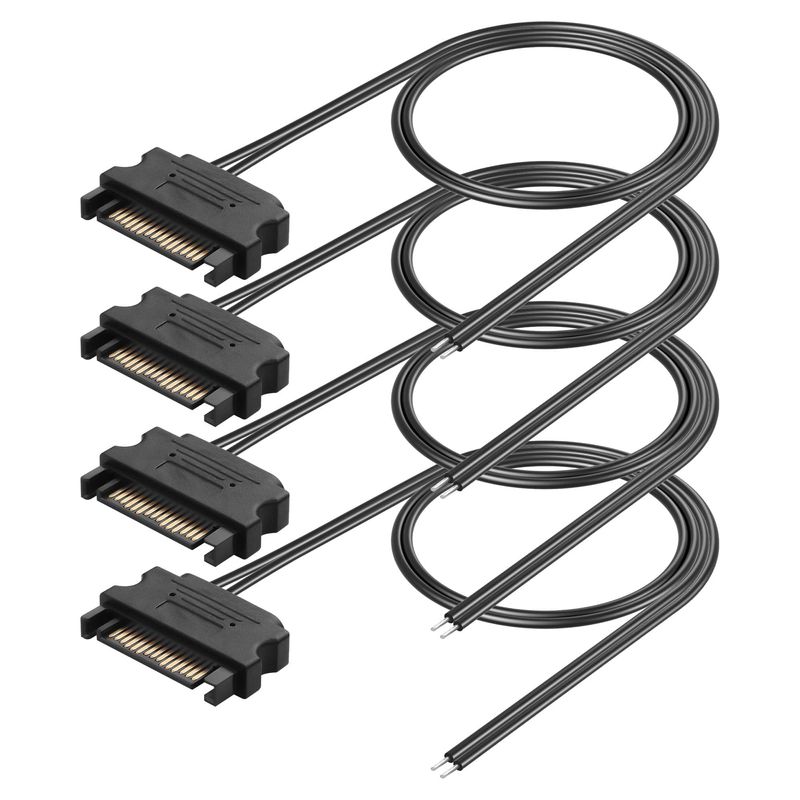CERRXIAN 4PCS SATA 15 pin Male to 12V Bare Wire Open End Power Cable ...