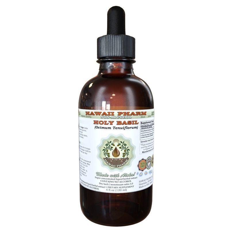 Hawaii Pharm Holy Basil Alcohol-Free Liquid Extract, Organic Holy Basil ...