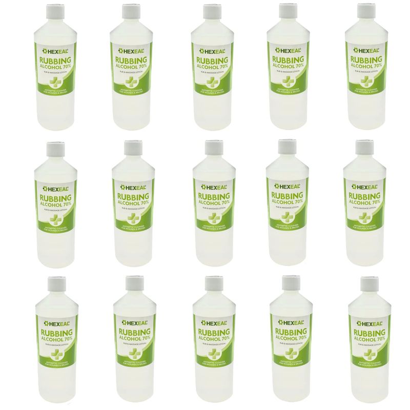 Hexeal 70% Rubbing Alcohol 15L – 15 x 1L Bottle of Lab Grade Isopropyl Alcohol 70% / Isopropanol ...