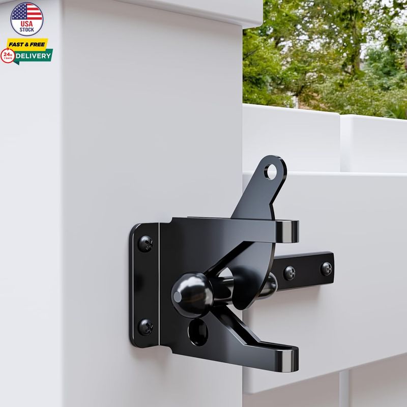 Self-Locking Gate Latch foar Wood Fence Gate Heavy Duty Automatic ...