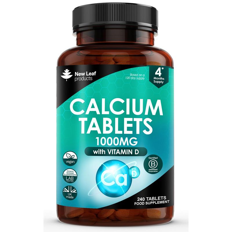 Calcium and Vitamin D3 Tablets - Calcium Supplement - 240 High Strength ...
