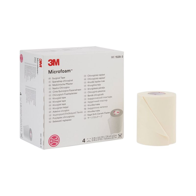 3M Microfoam Surgical Tape 3" x 5.5 Yd 1528-3, 2 Boxes, 4 Rolls/Box ...