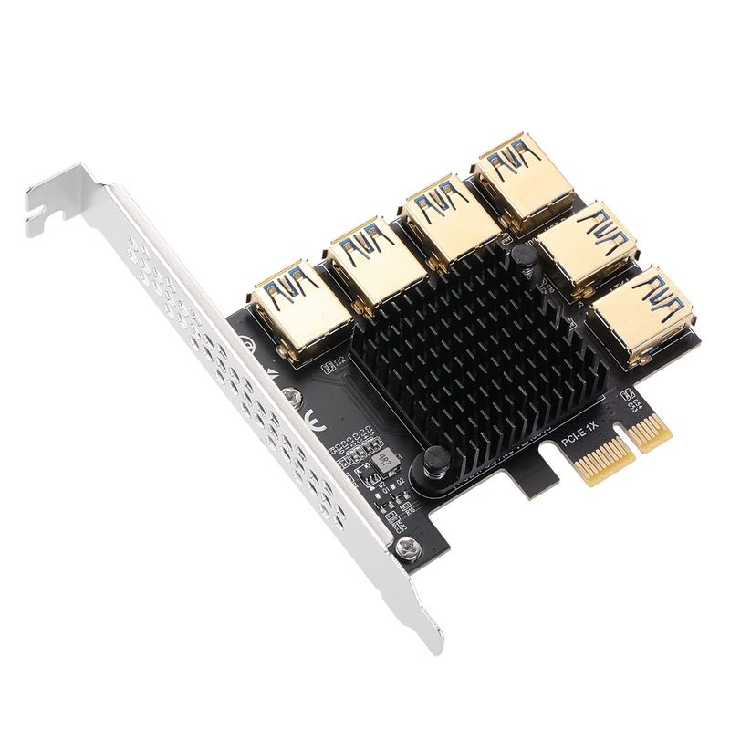 MZHOU PCI-E 1 to 6 USB Slots Riser Card USB 3.0 PCI-E Adapter Board ...