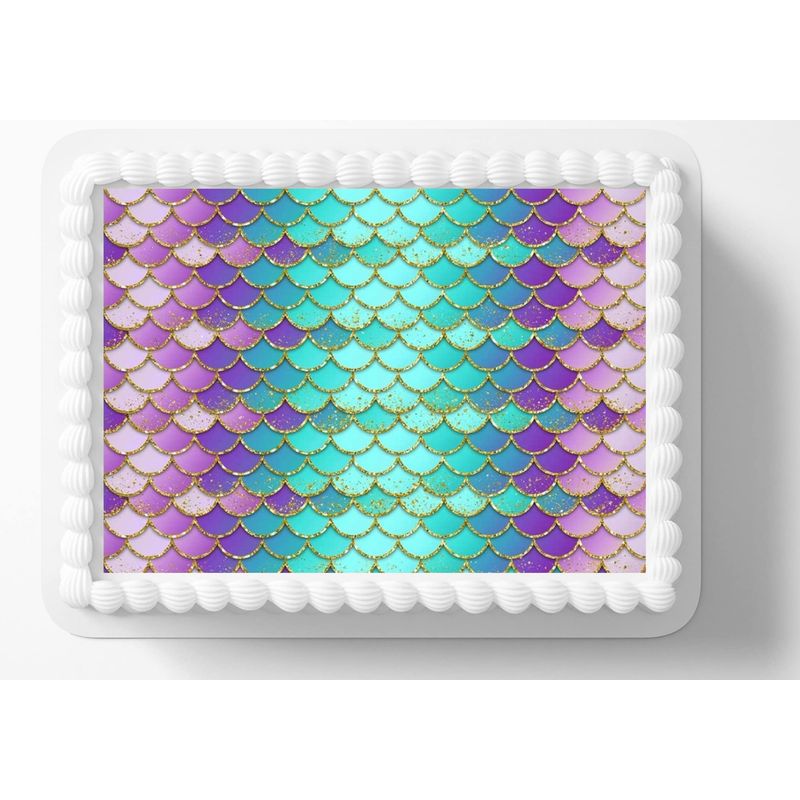 Mermaid Scales Edible Image Edible Cake Border Side Strips Topper ...