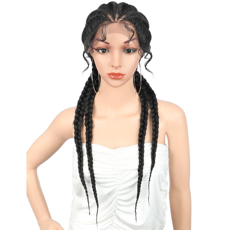 Kalyss 26” Hand-Braided Synthetic Lace Front Cornrow Braids Wigs Double ...