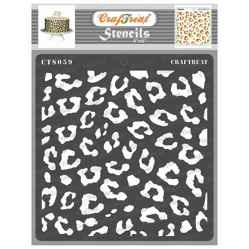 CrafTreat Reusable Cheetah Print Stencil for Crafts - Cheetah Skin Pattern Stencil 6X6 Inch ...