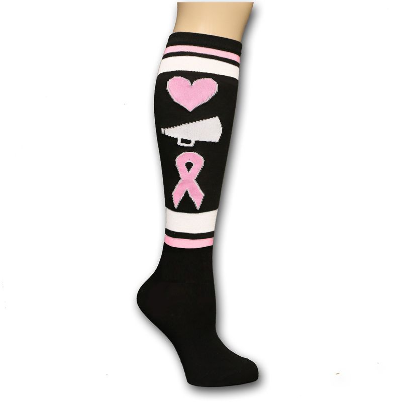 Pink Ribbon Breast Cancer Awareness Love Cheer Cure Black Cheerleading ...