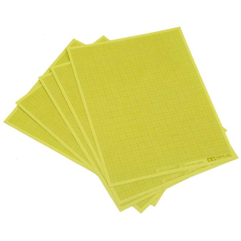 Tamiya Pack of 5 Masking Sticker Film Sheets with 1mm Square Grid (25cm ...